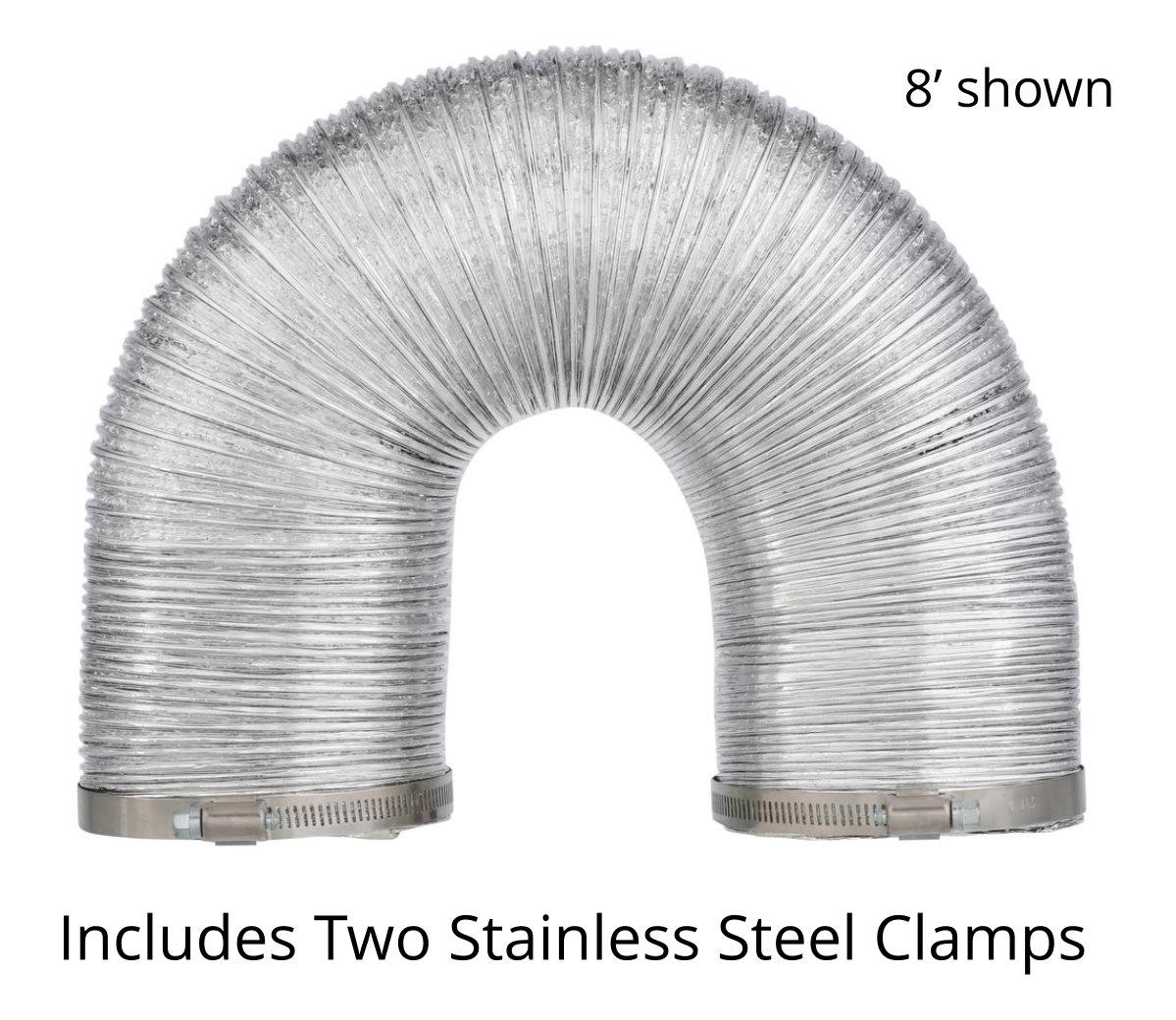 DryerFlex Transition Hose - 8 Feet, includes two DryerClamps